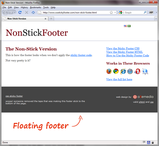 How to make the footer stick to the bottom of a page